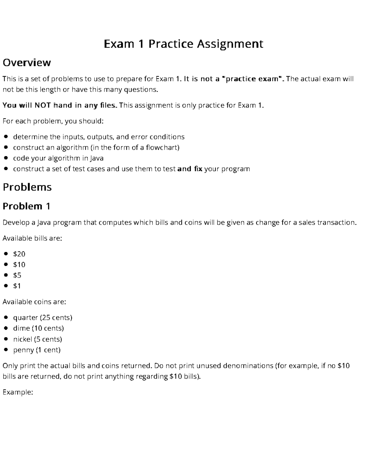 Midterm 1 Practice Assignment Problems for Java Programming - Studocu