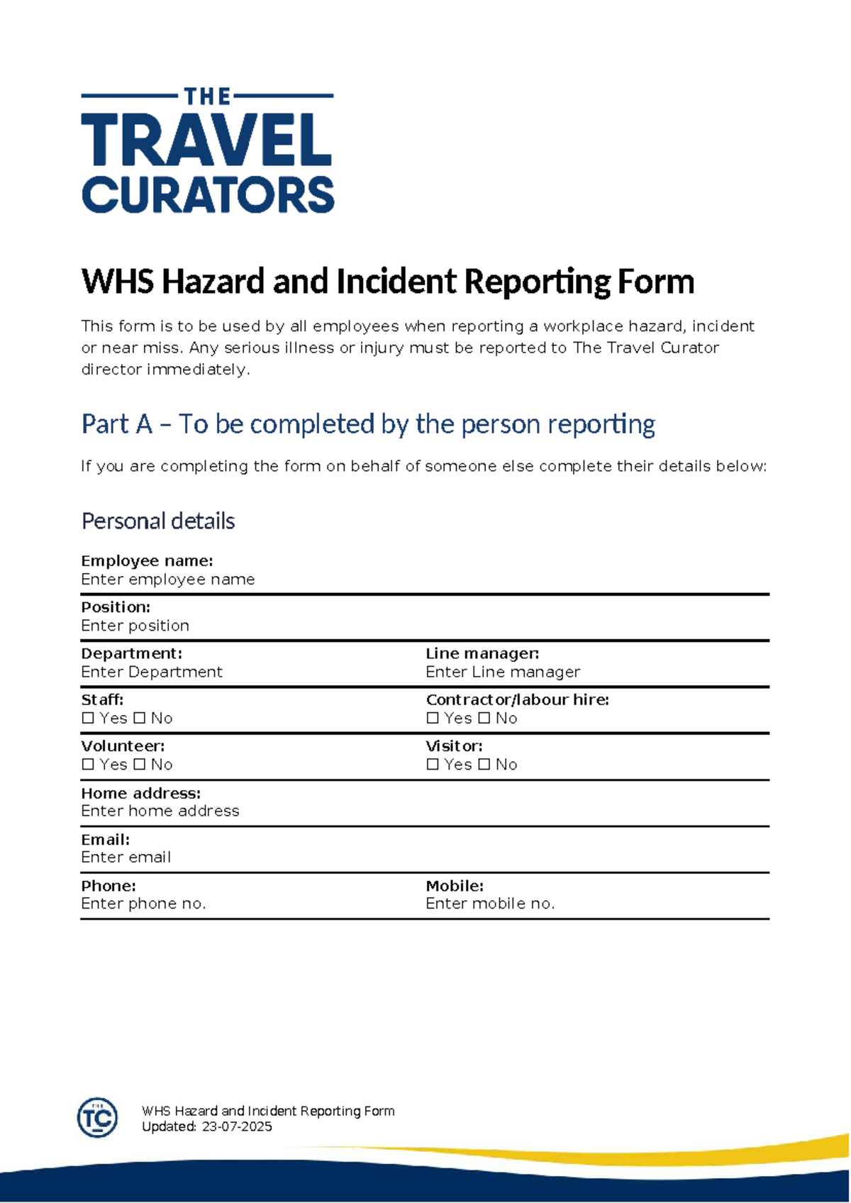 TTC WHS Hazard and Incident Reporting Form Guide - Studocu