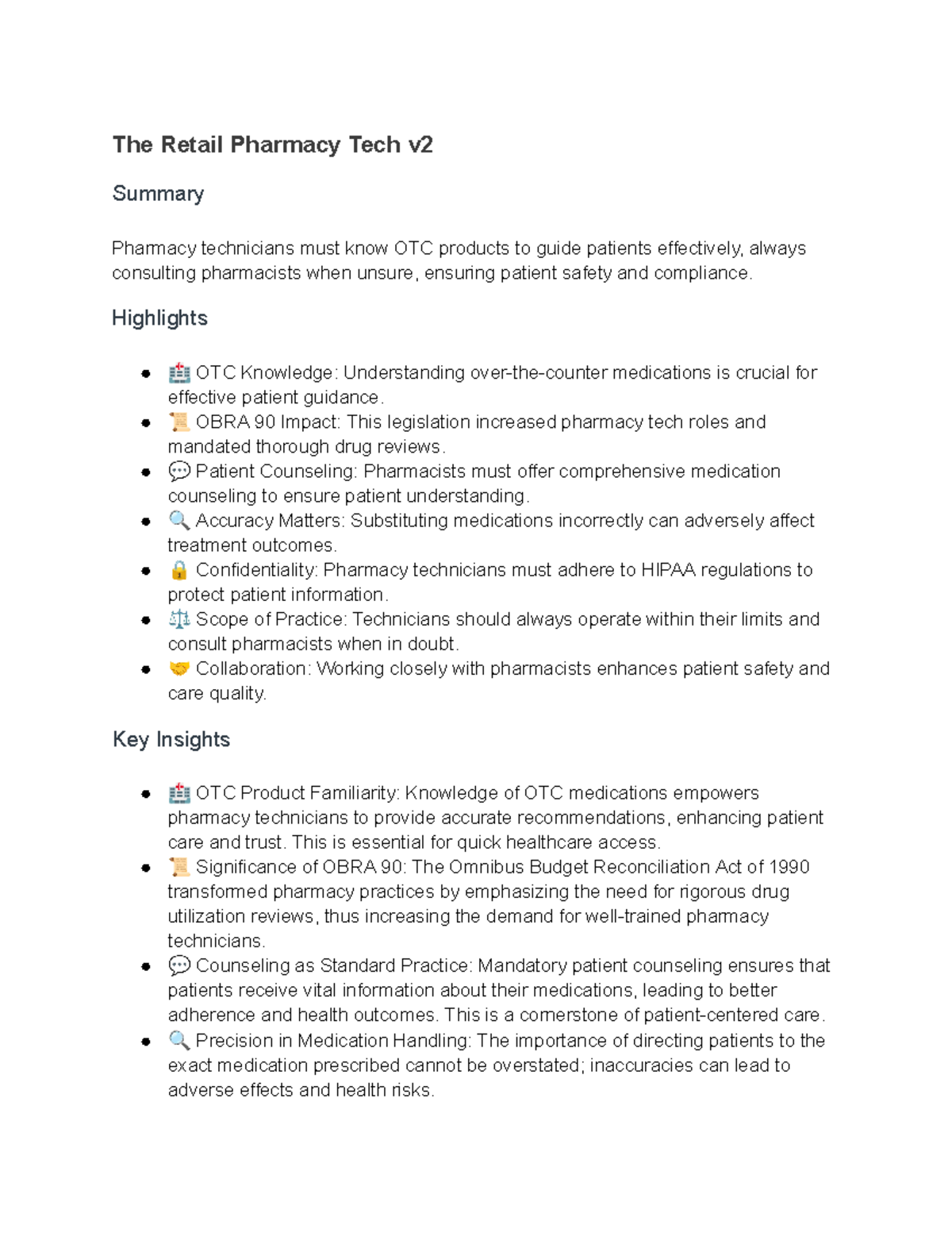 Retail Pharmacy Tech Guide: OTC Products & Patient Counseling Summary ...