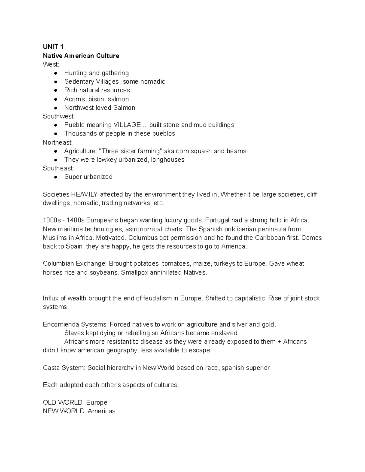 AP US History - UNIT 1 Native American Culture West: Hunting and ...