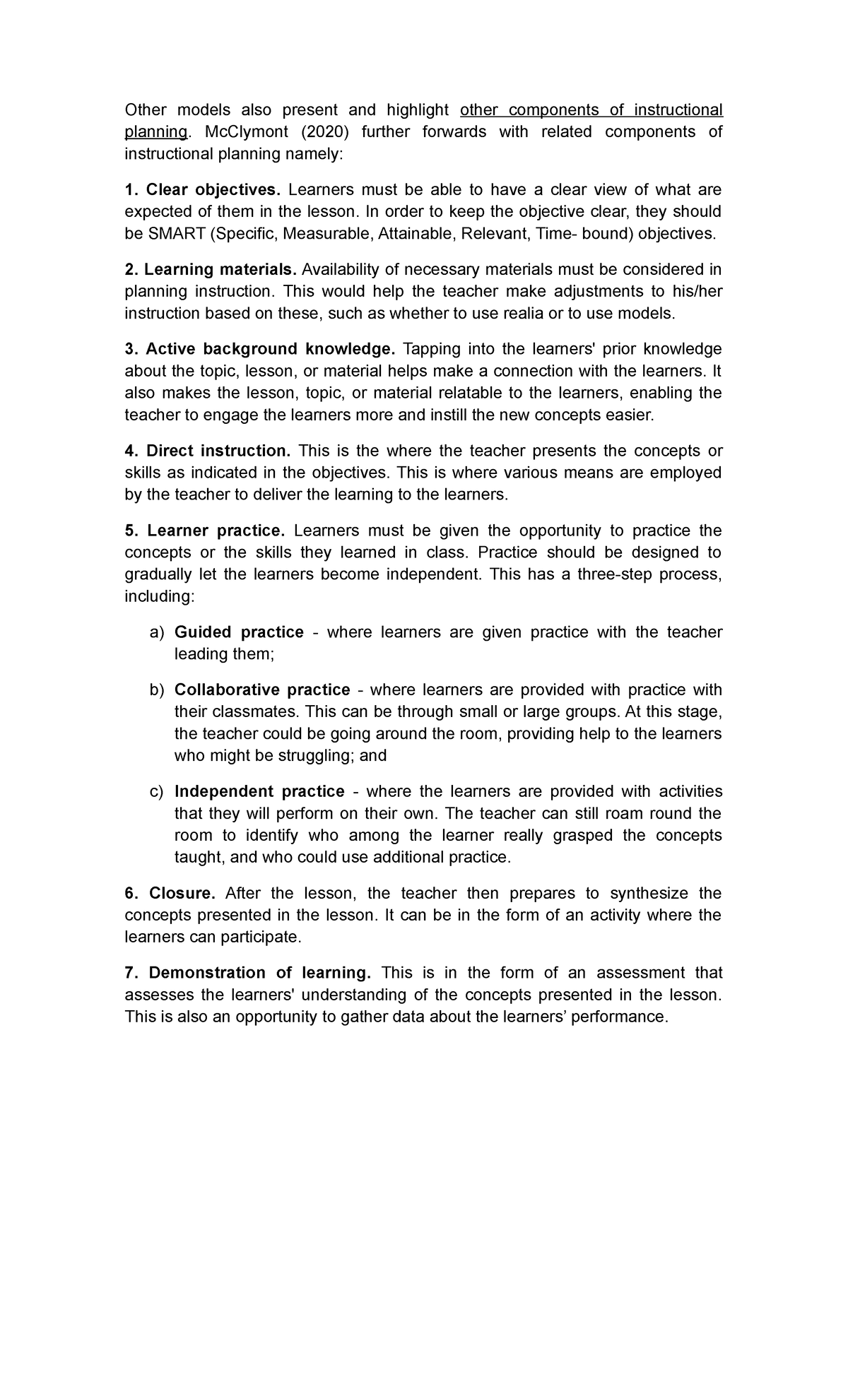 Components of Instructional Planning: WPS Office Overview - Studocu