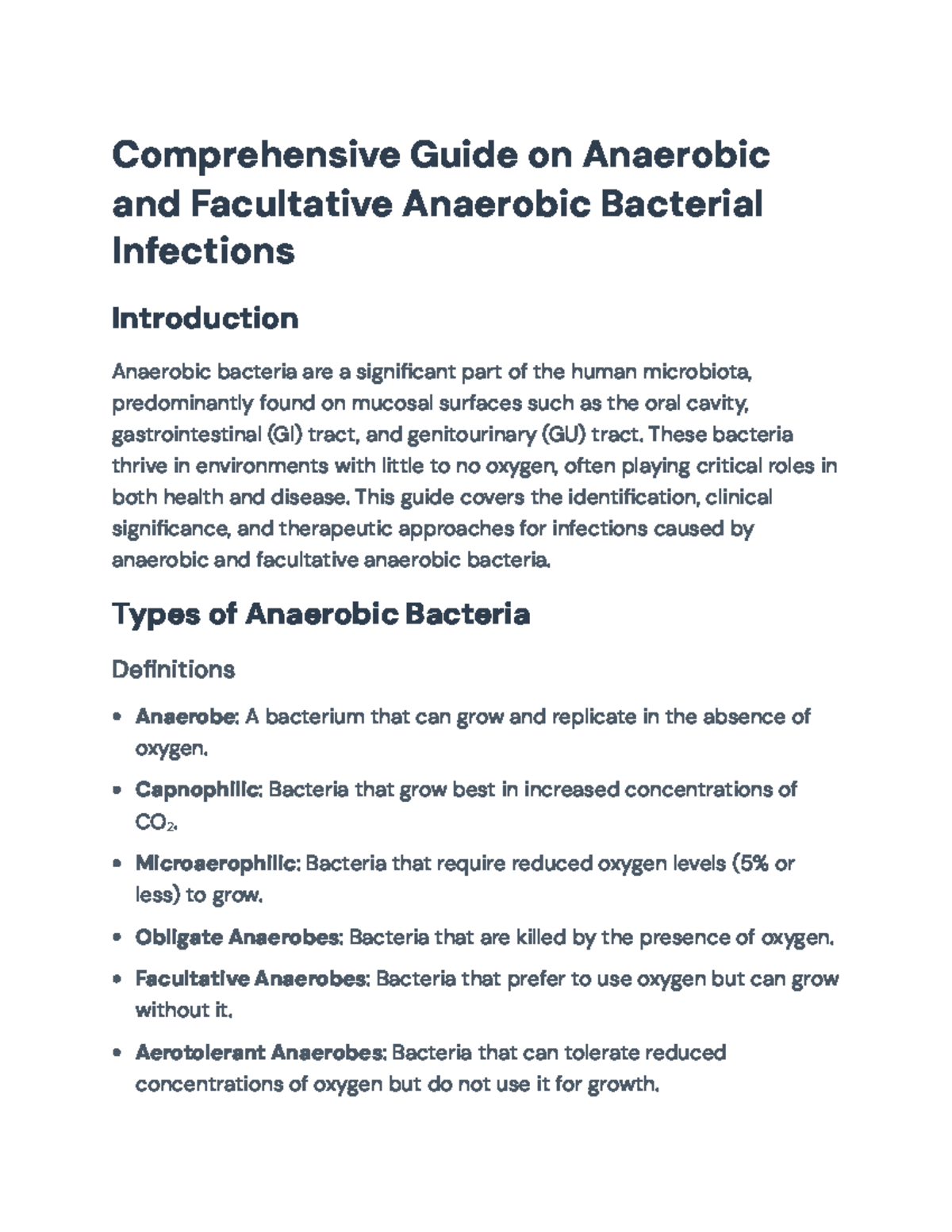 Comprehensive Guide on Anaerobic Bacterial Infections (BIOL 312 ...