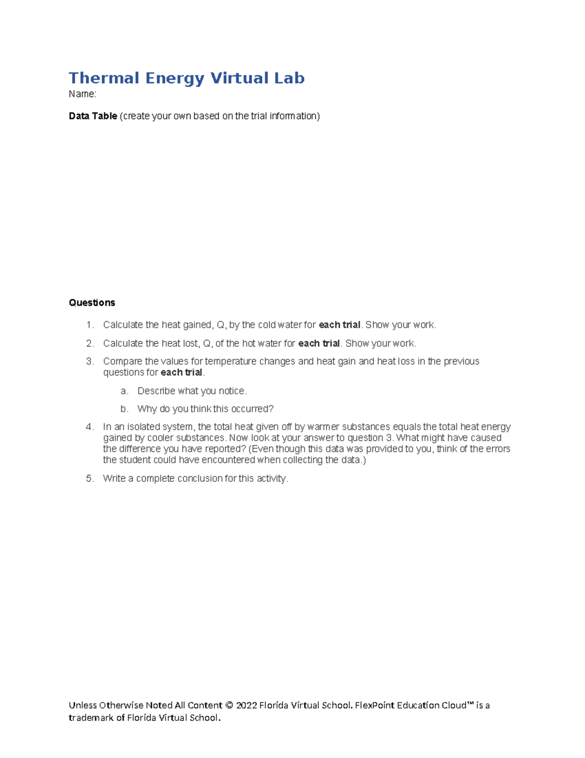 Thermal Energy Virtual Lab Worksheet 06 04b - fhhg Analysis - Studocu