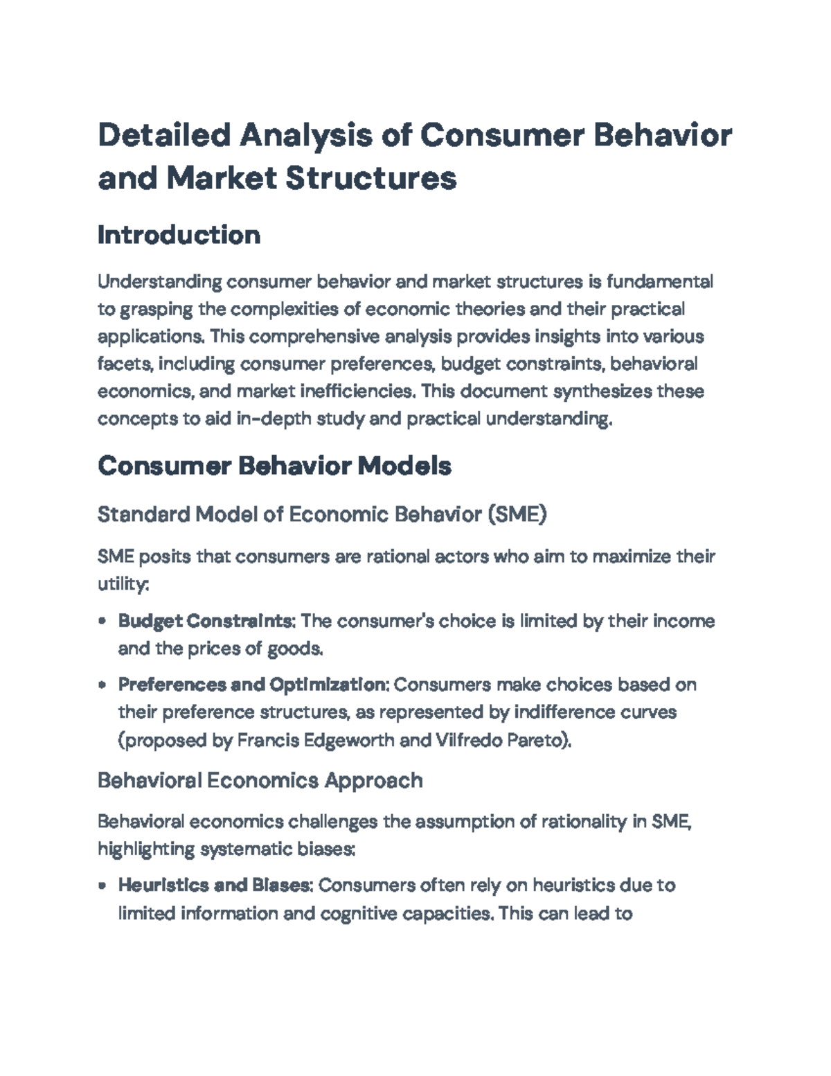 Consumer Behavior and Market Structures Analysis for ECON101 Final Exam ...