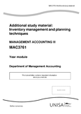 MAC3761 - Unisa - Management Accounting - Studocu