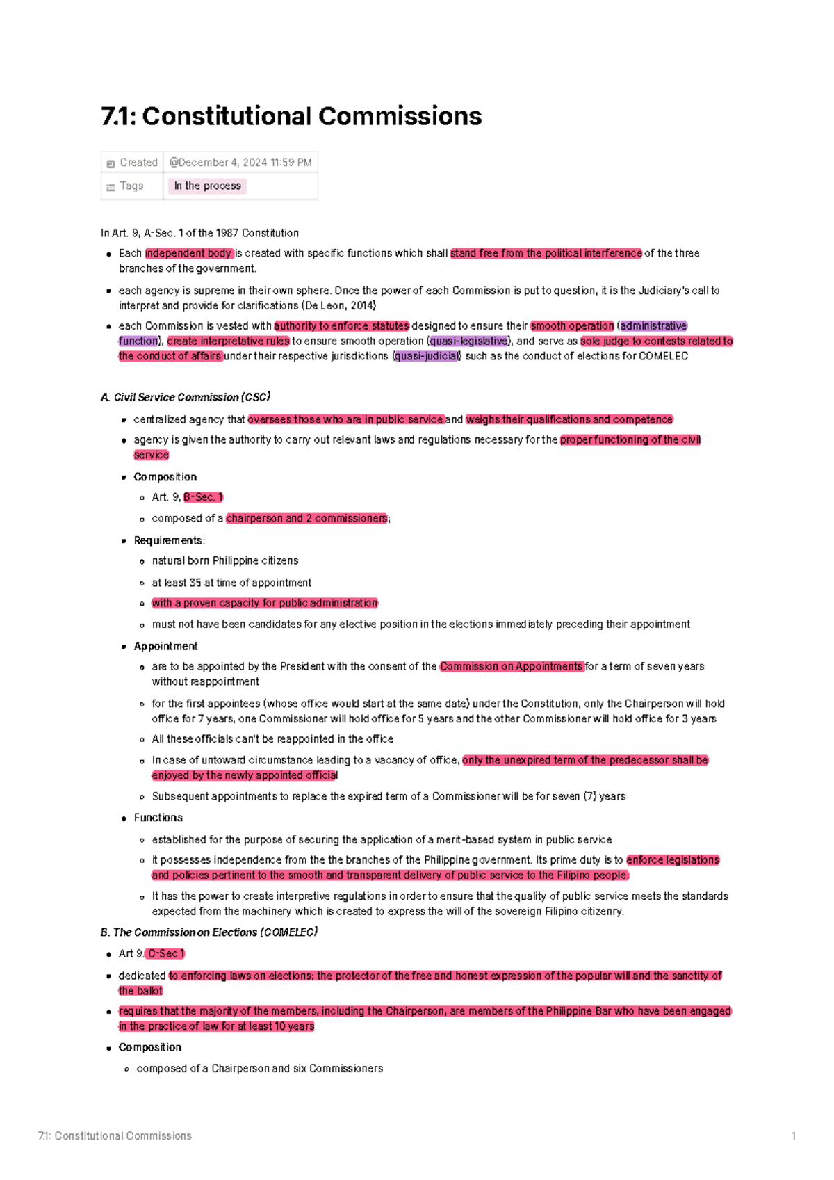 Constitutional commissions - 9, A Sec. 1 of the 1987 Constitution Each ...