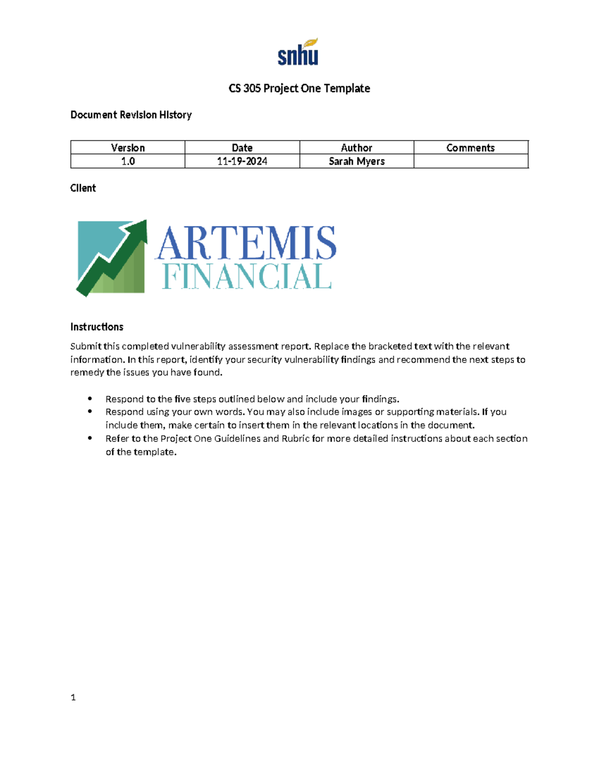 CS 305 Project One Template - CS 305 Project One Template Document ...