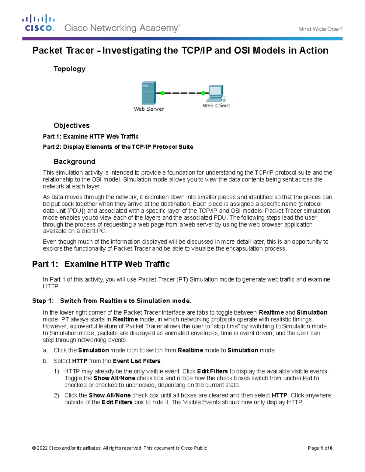3.2.4.6 Packet Tracer - Investigating TCP/IP & OSI Models in Action ...