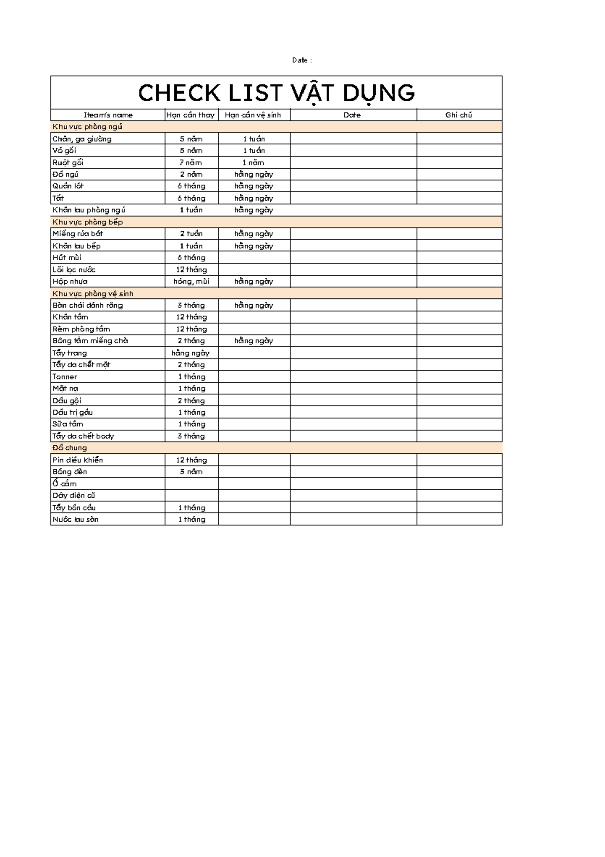 CHECK LIST VẬT DỤNG - Daily Planning 2026 - Studocu