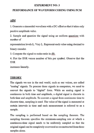 Expt 7 Error Performance of BPSK Matlab - Experiment No. 7 Error Performance of BPSK Aim To ...