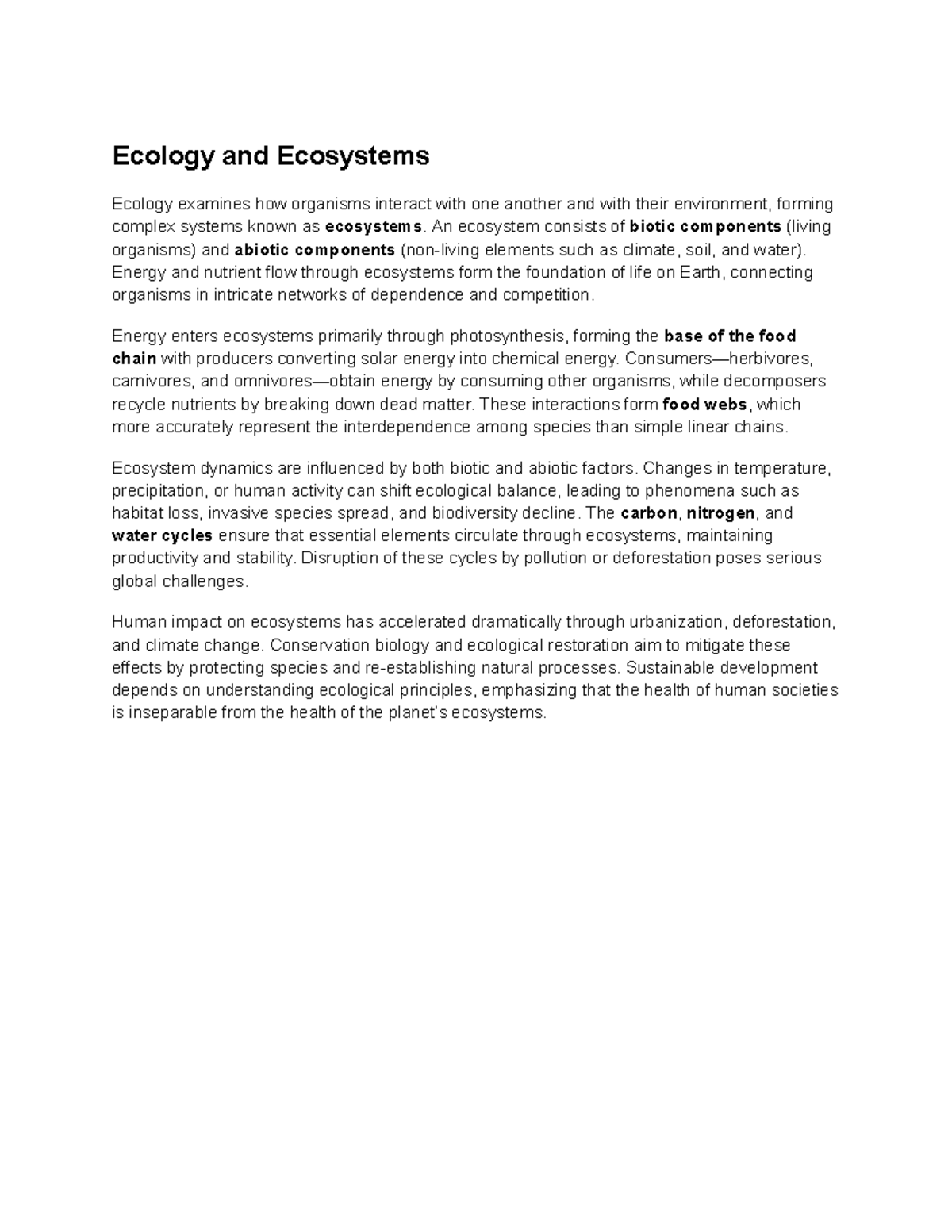 Ecology and Ecosystems: Interactions and Dynamics Explained - Studocu