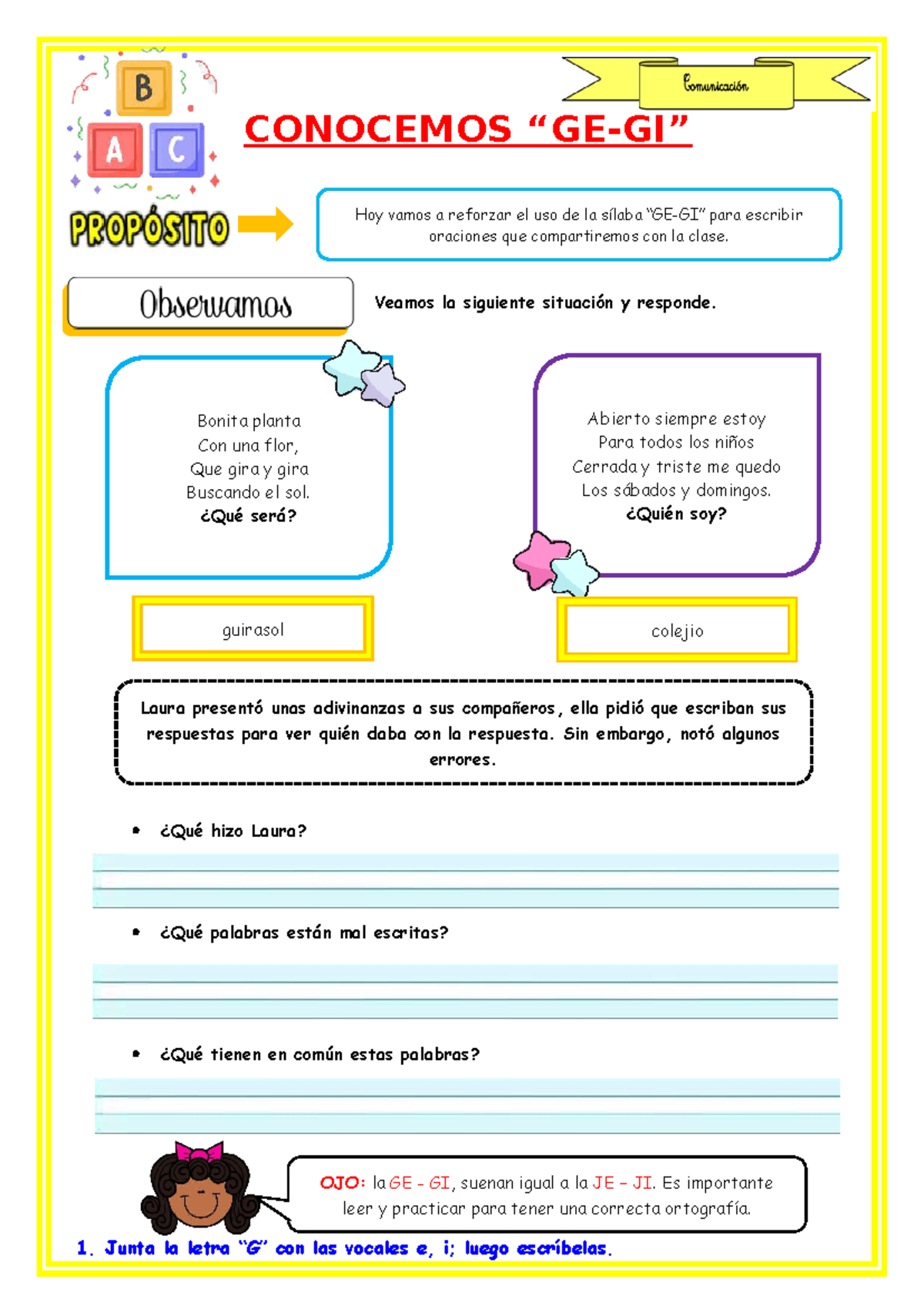 Uso de la Sílaba GE y GI - Ficha 7 - APUNTES - Studocu
