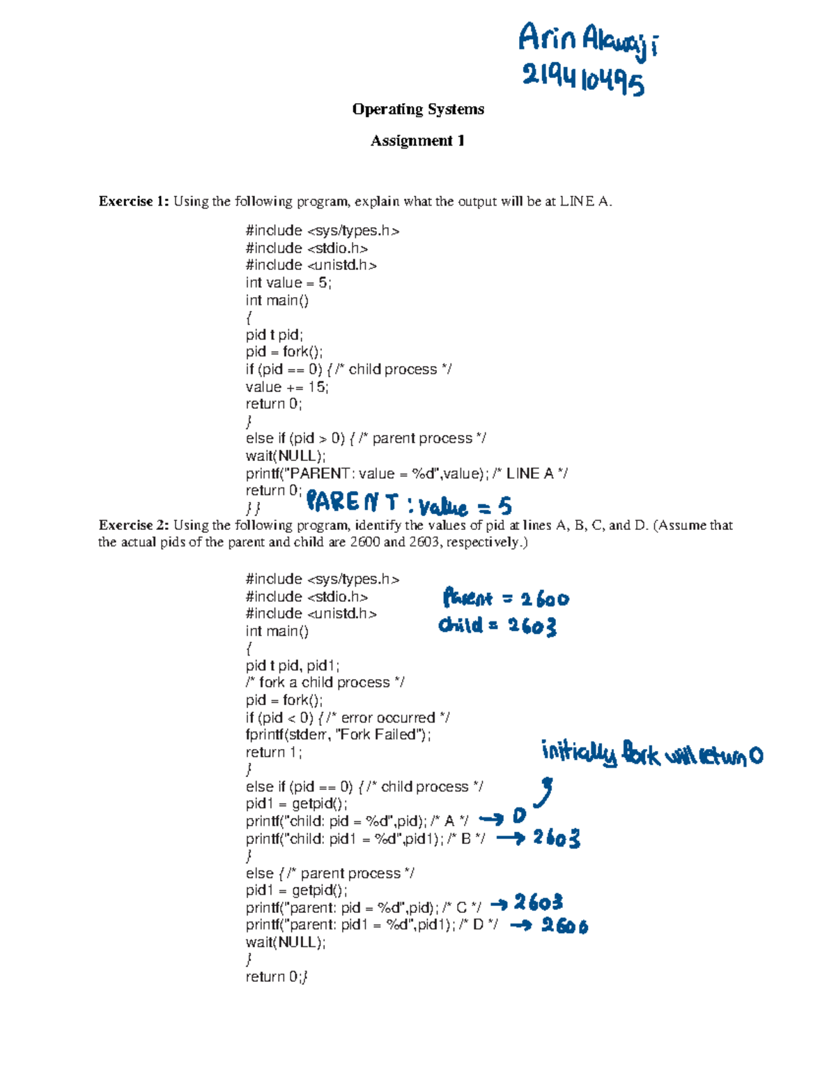 CS330 Assignment 1: Analyzing Process Output & Behavior - Studocu