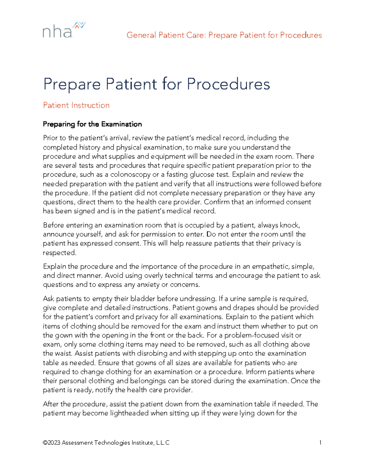 General Patient Care: Prep for Medical Procedures and Exams - Studocu