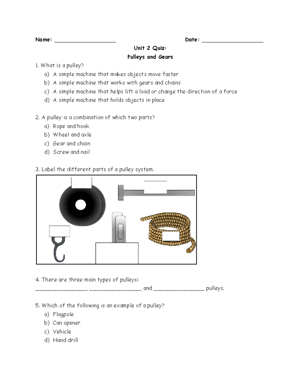 Unit 2 Quiz: Pulleys and Gears Insights and Questions - Studocu