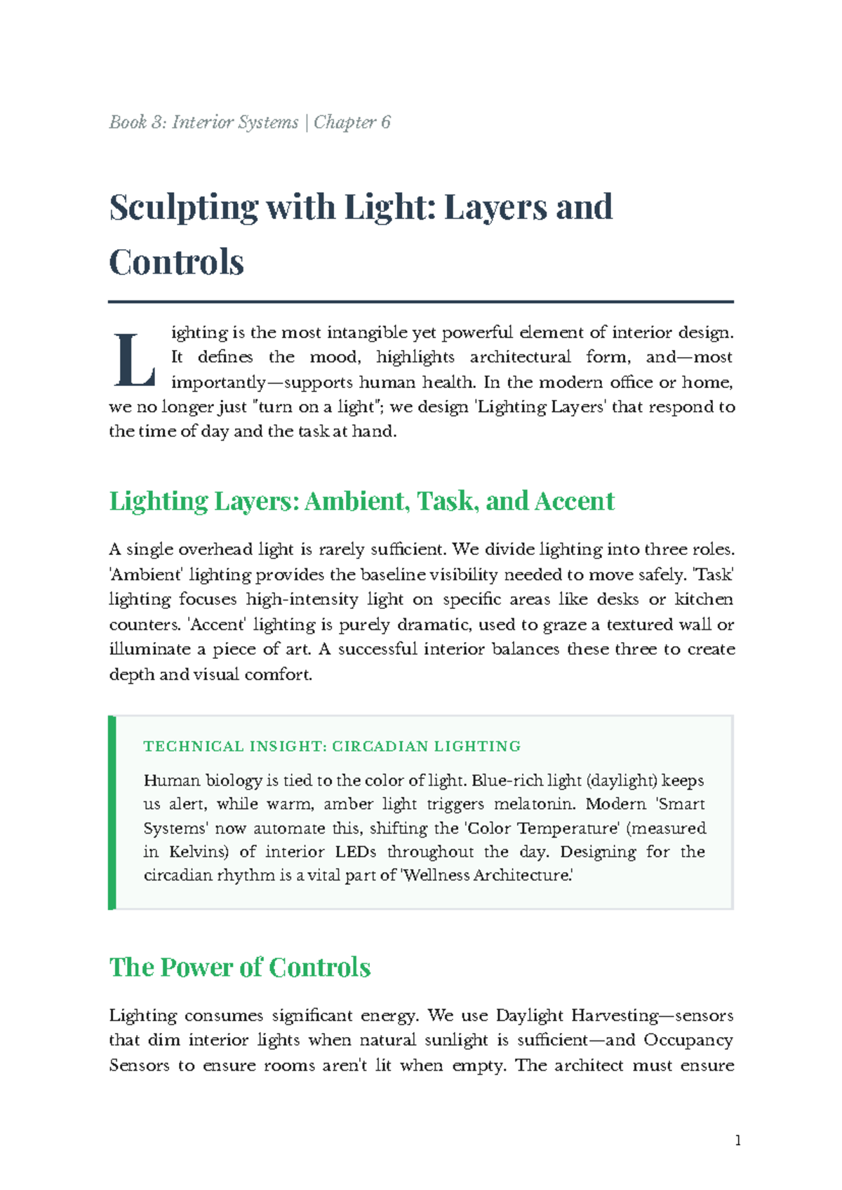 Book 3: Interior Systems Chapter 6 - Lighting Science and Controls ...