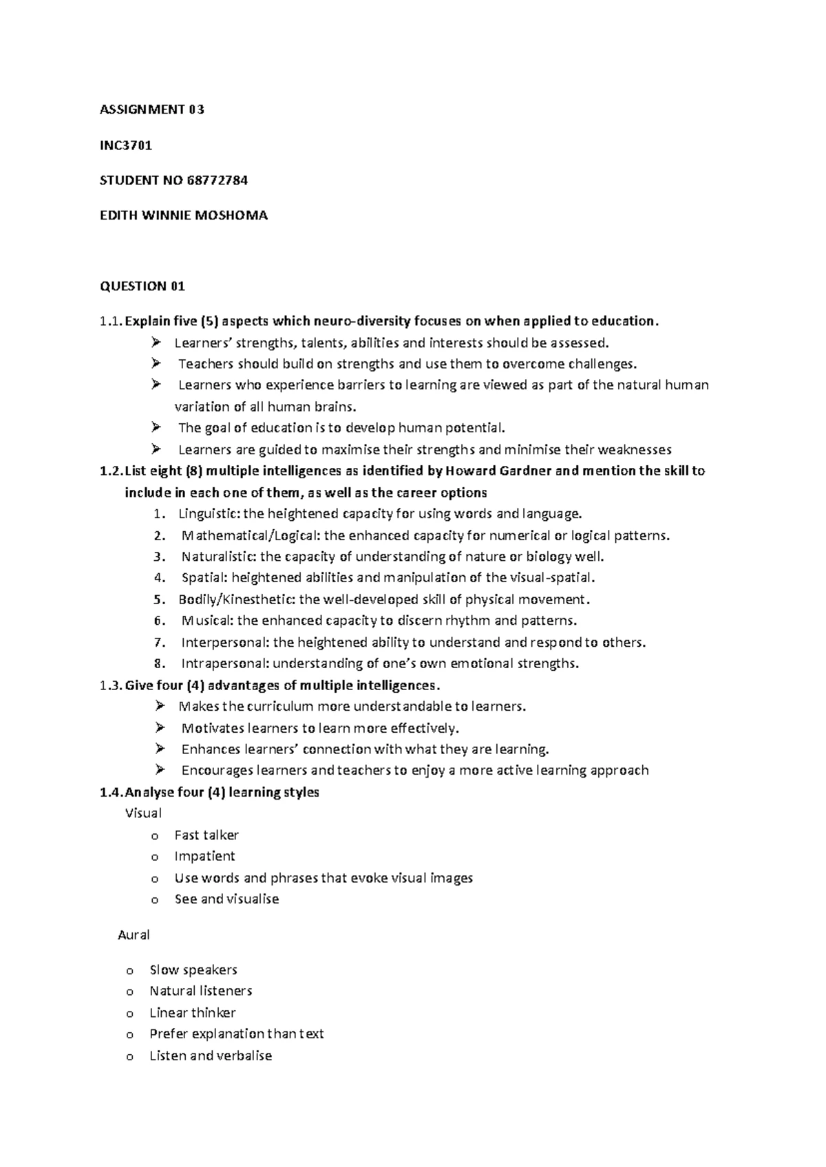 EML 1501 ASS 2 - ASSIGNMENT 2 - LUANDI ZWARTS EML STUDENT NUMBER: UNIQUE NUMBER: ASSIGNMENT ...