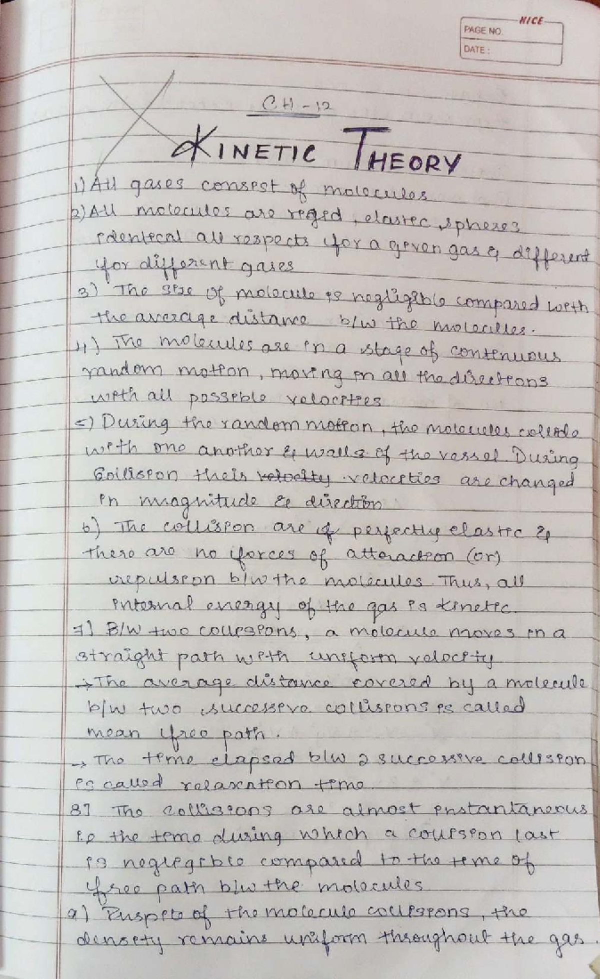 Kinetic Theory Notes - CH 12 (Physics 101) - Studocu