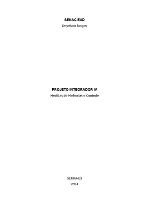 Projeto Integrador 4 Módulo D - APROVADO - SENAC ELAYNE SANTOS DA ROCHA PROJETO INTEGRADOR 4 ...