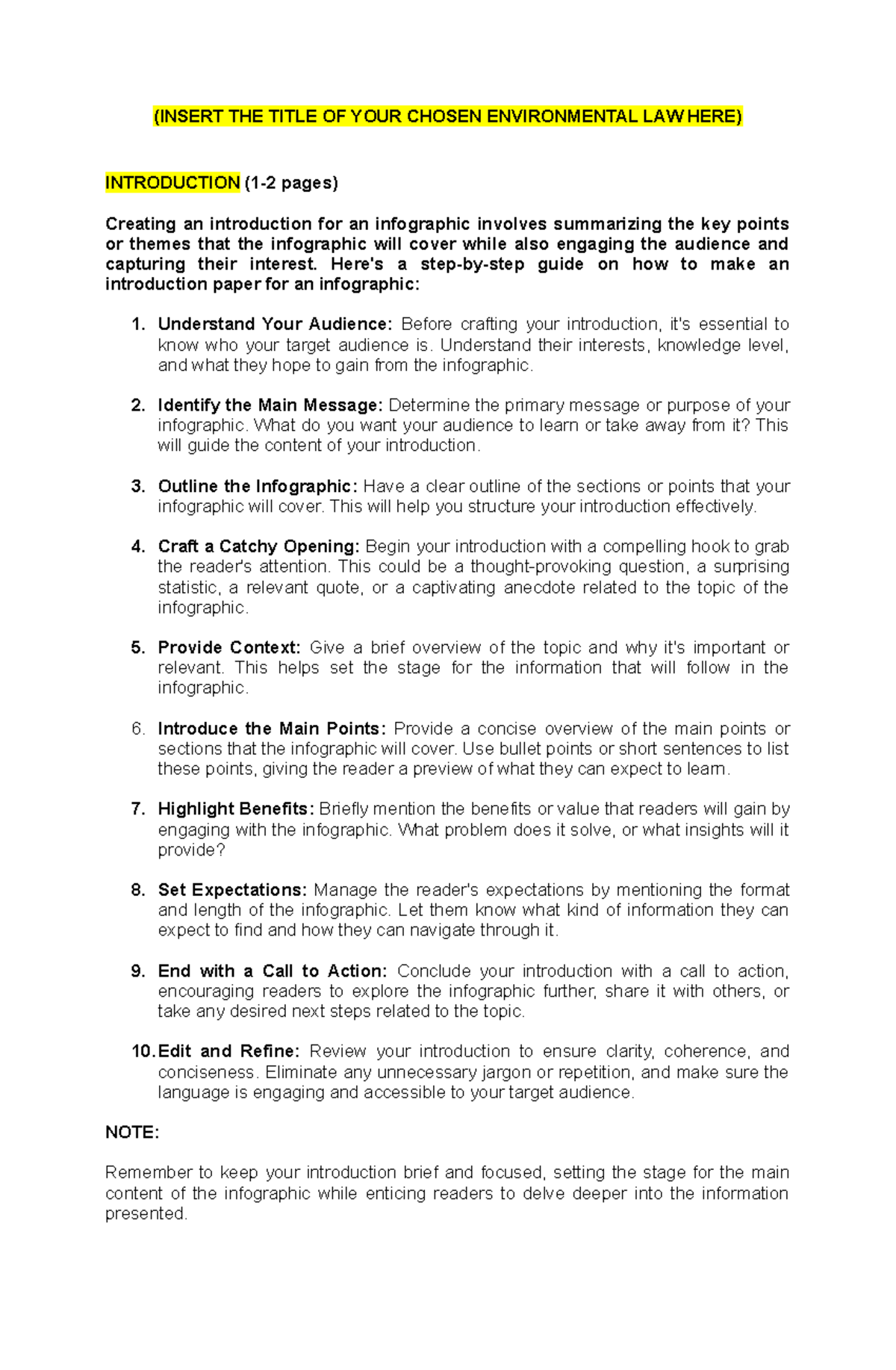 Environmental Law (ENV 101) Infographic Introduction Guide - Studocu