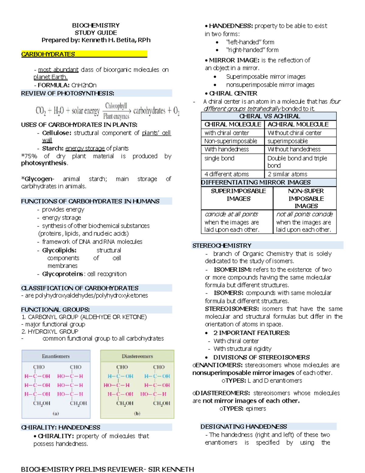 BSN Biochem Prelims Reviewer - BIOCHEMISTRY STUDY GUIDE Prepared by ...