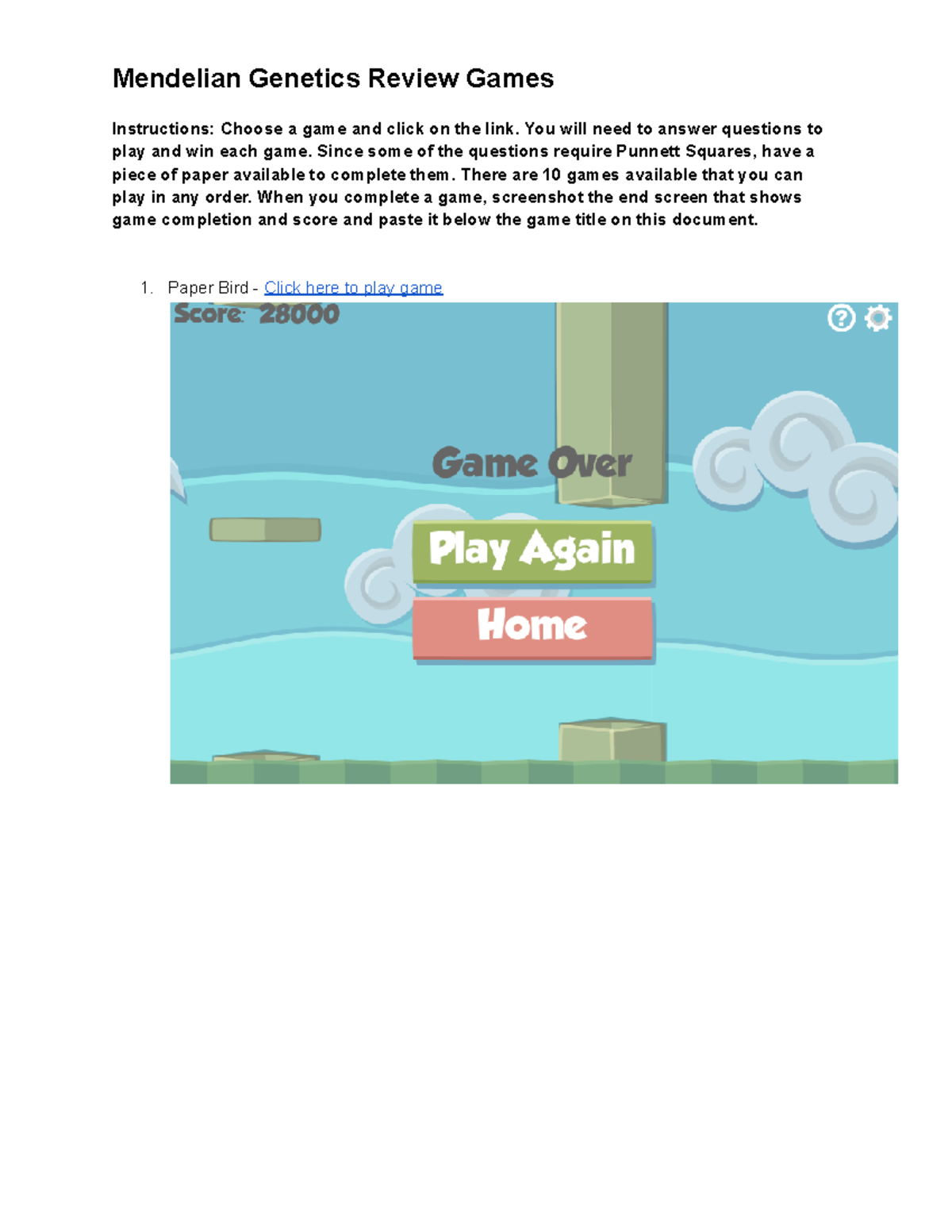 Morris - Mendelian Genetics Review Games Guide & Instructions - Studocu