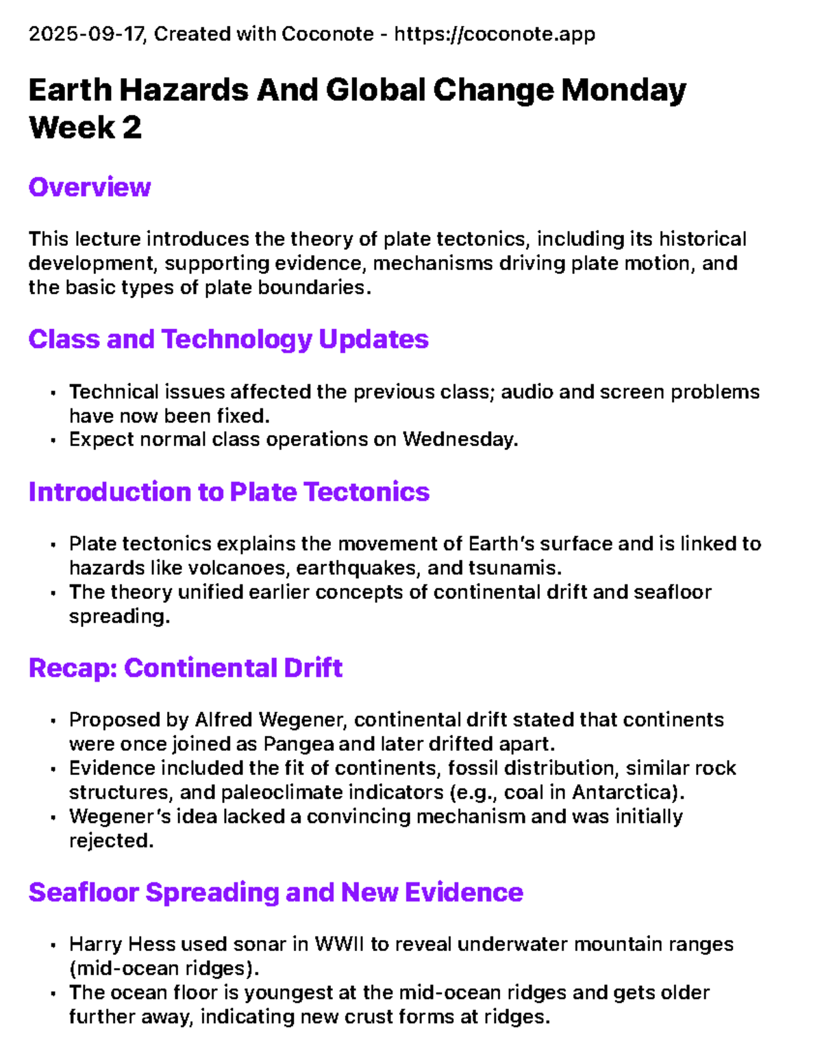 Earth Hazards and Global Change (EGC 101) Week 2 Lecture Notes - Studocu