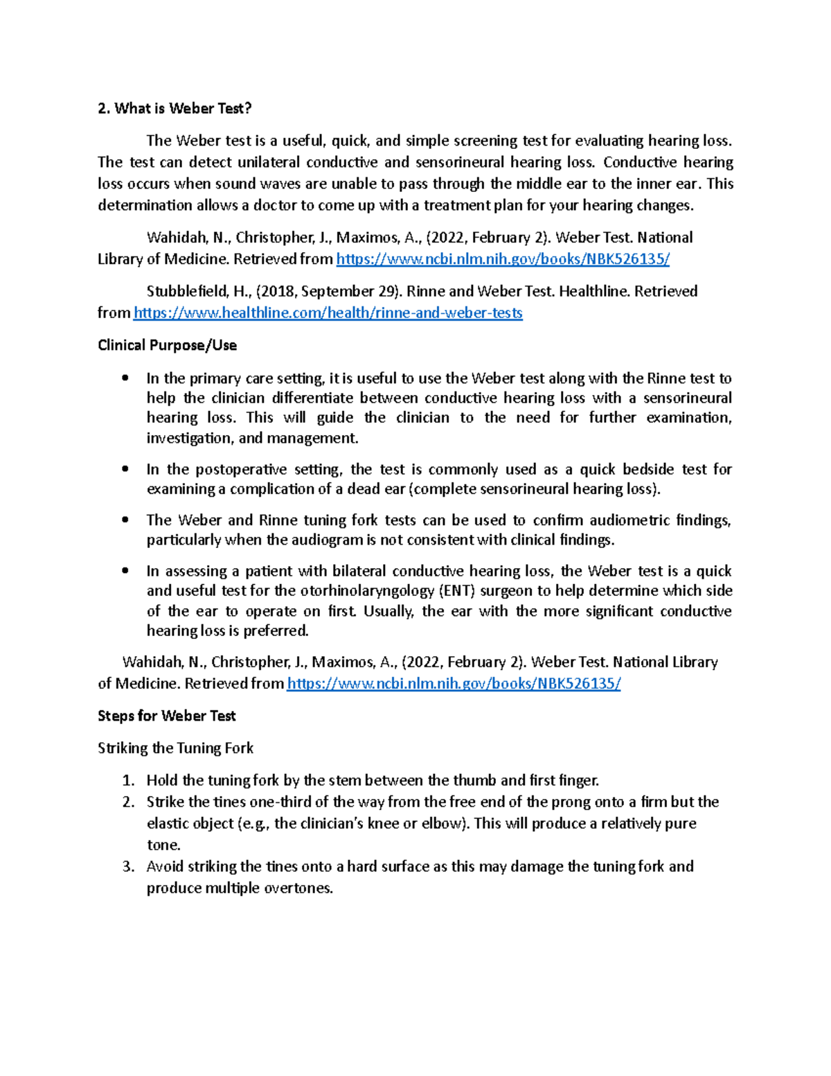 Weber Test-Health Assessment - 2. What is Weber Test? The Weber test is ...