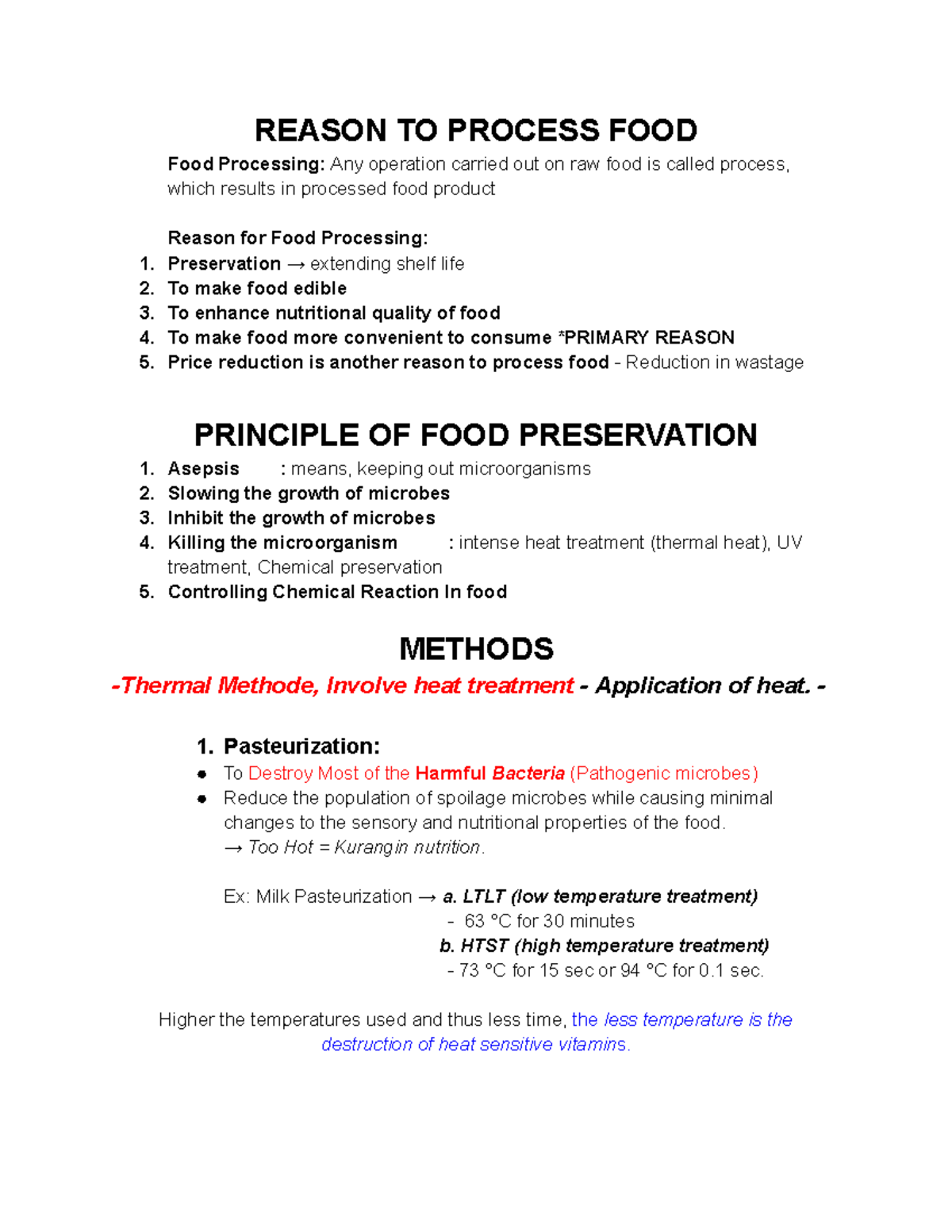 HNSC 1200-4 - Final Exam Summary on Food Processing Principles - Studocu