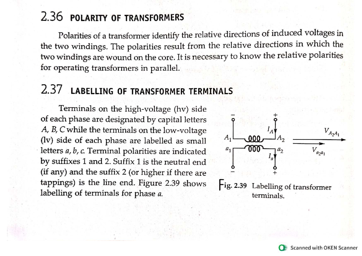 Polarity Test and Parallel Operation of Transformers (EE 101) - Studocu