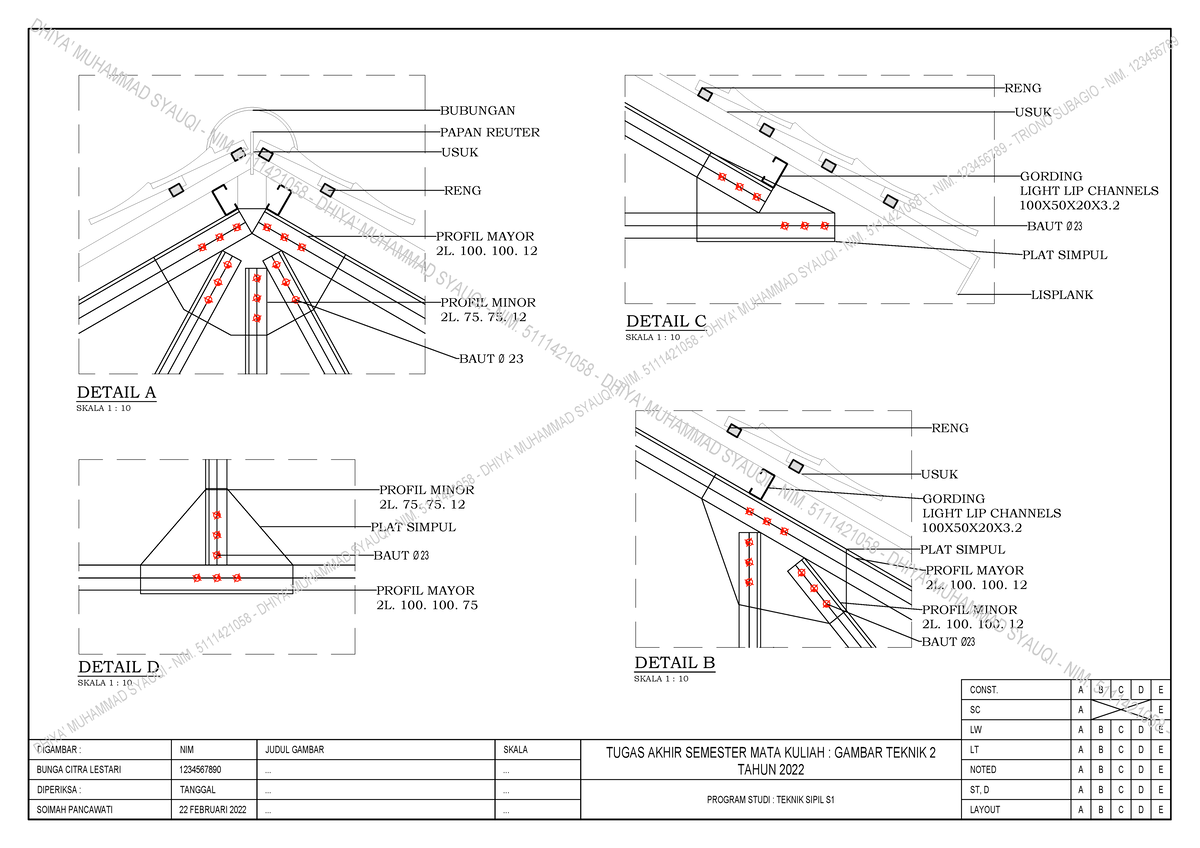 Detail Gambar Teknik 2 - Buhul Truss untuk Tugas Akhir Semester - Studocu
