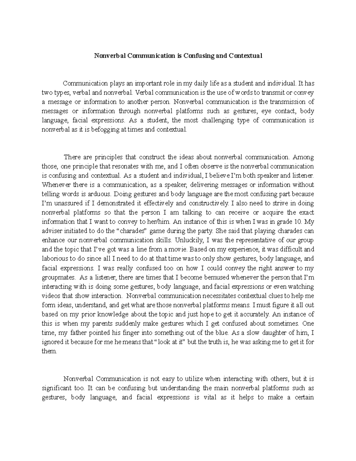 Module 2 Activity.docx - Nonverbal Communication is Confusing and ...