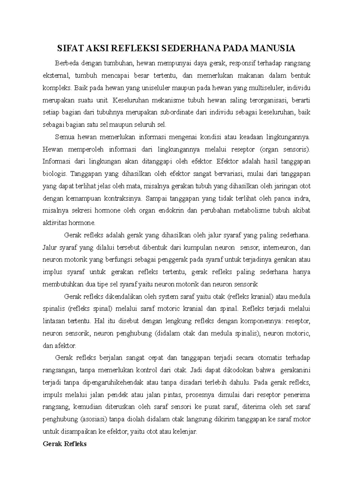 Sifat Aksi Refleksi dan Uji Kepekaan Telinga Manusia dalam Biologi ...