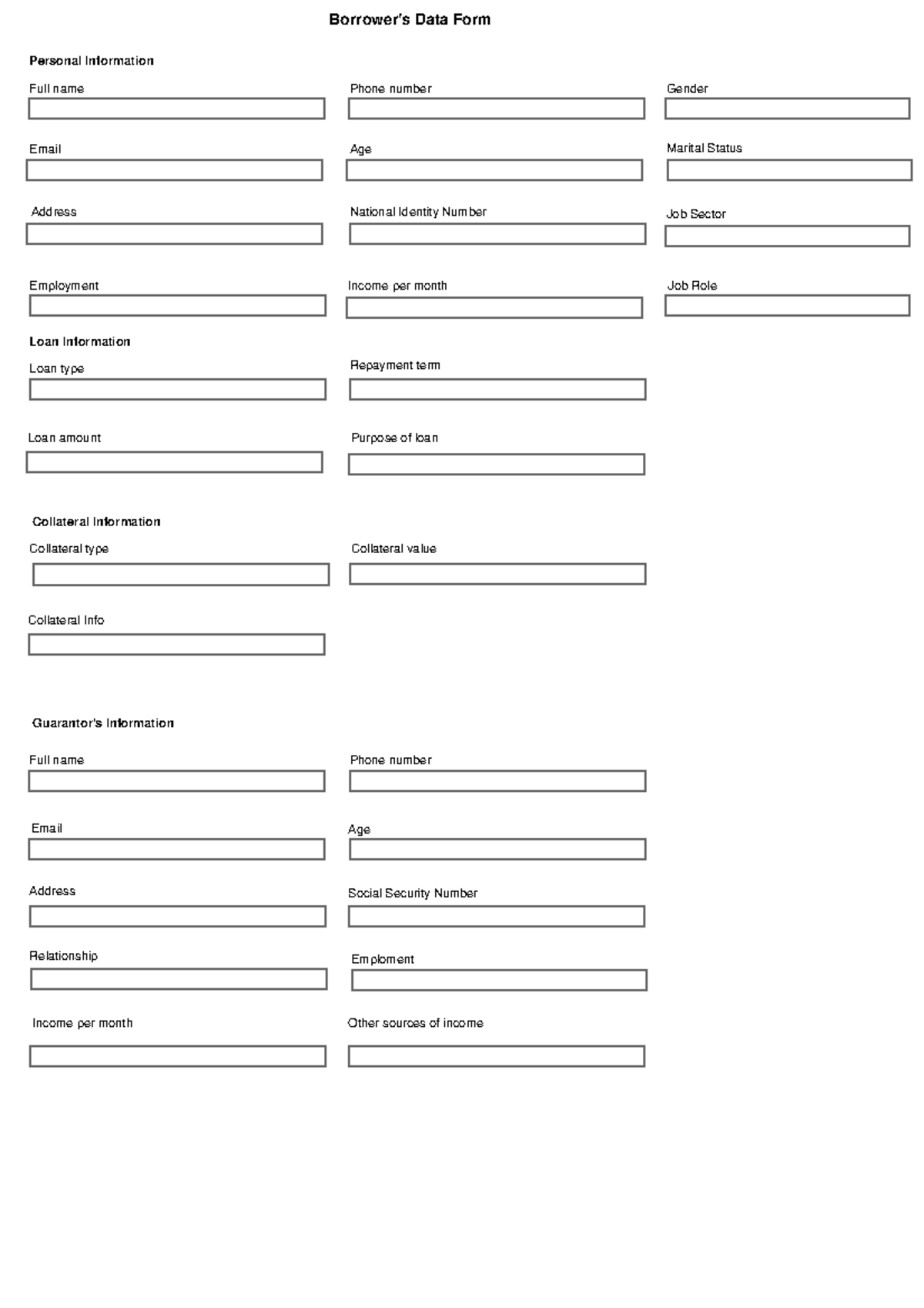 Borrower-data-form - it is a borrower data form - Borrower's Data Form ...