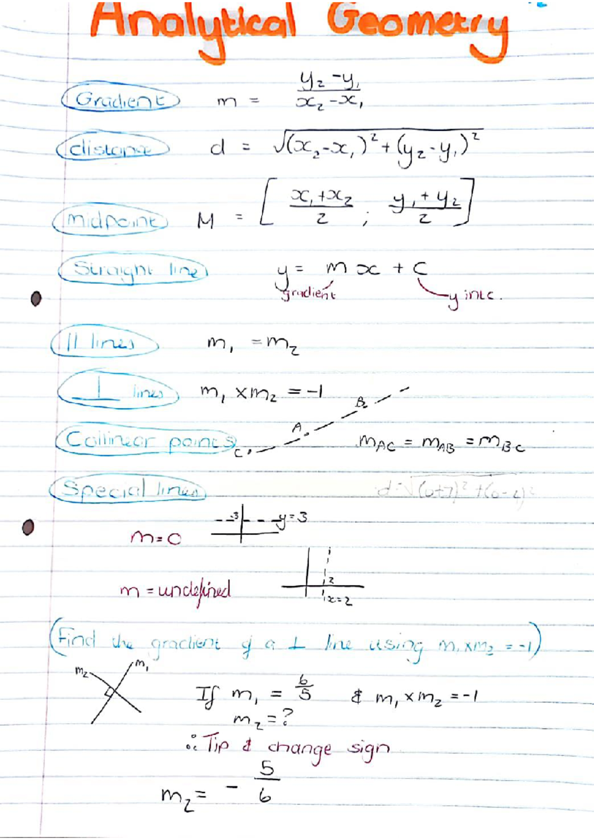 Analytical Geometry: Gradient, Special Lines, and Circle Equations ...