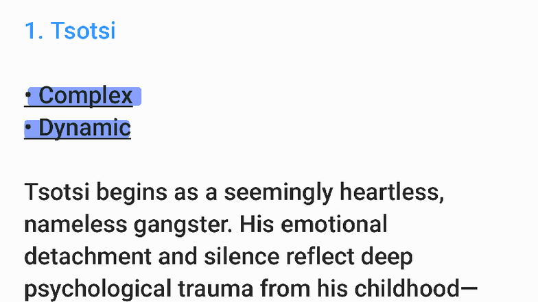 Gr 11 Tsotsi Character Summaries: Transformation & Morality - Studocu