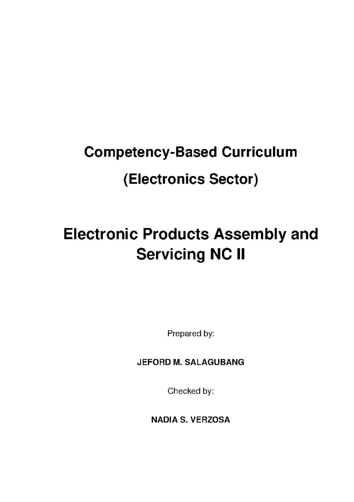 CBC (EPAS NC II) - Competency-Based Curriculum Guide - Studocu