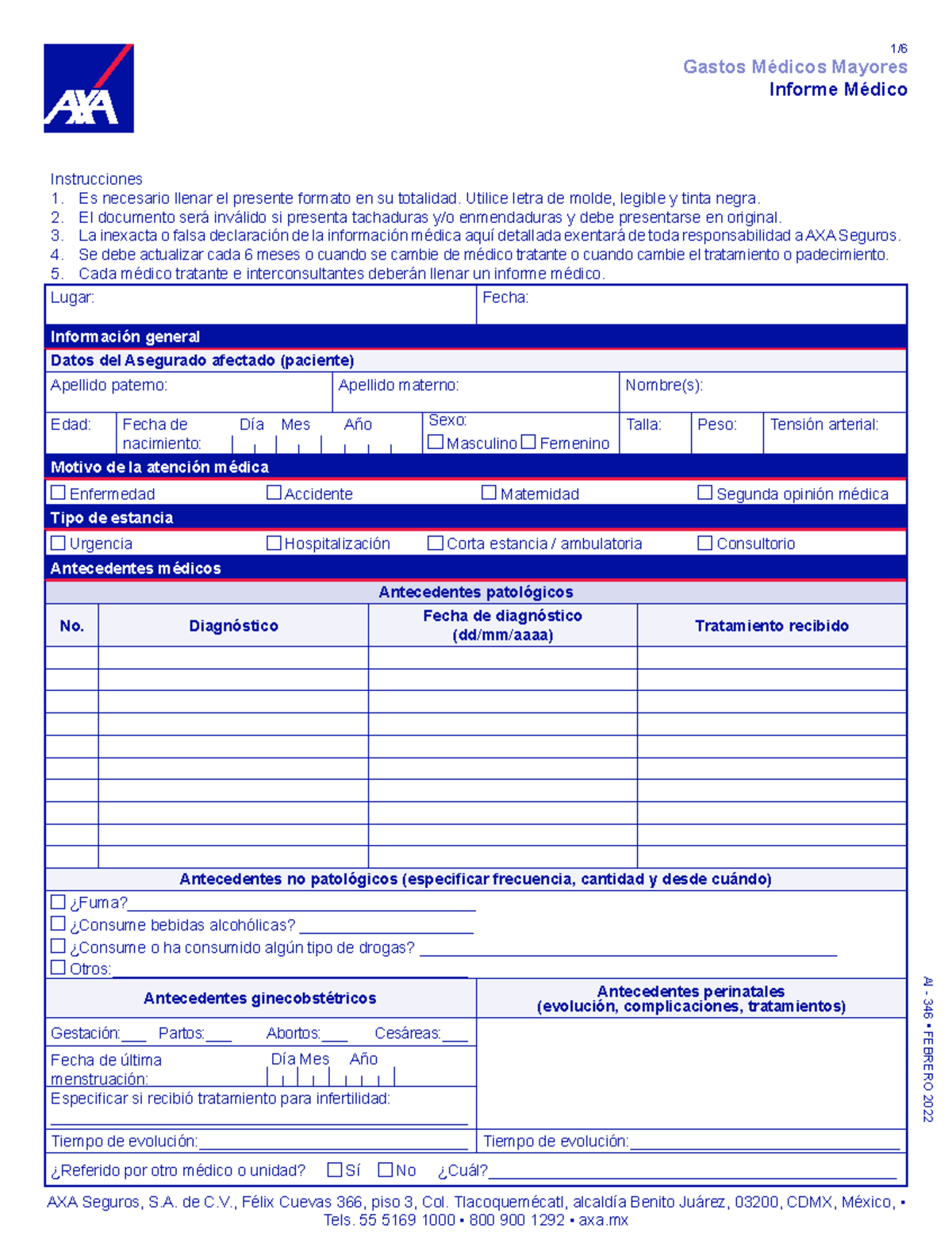 Informe Médico - Gastos Médicos Mayores AI346 - FEB2022 - Studocu