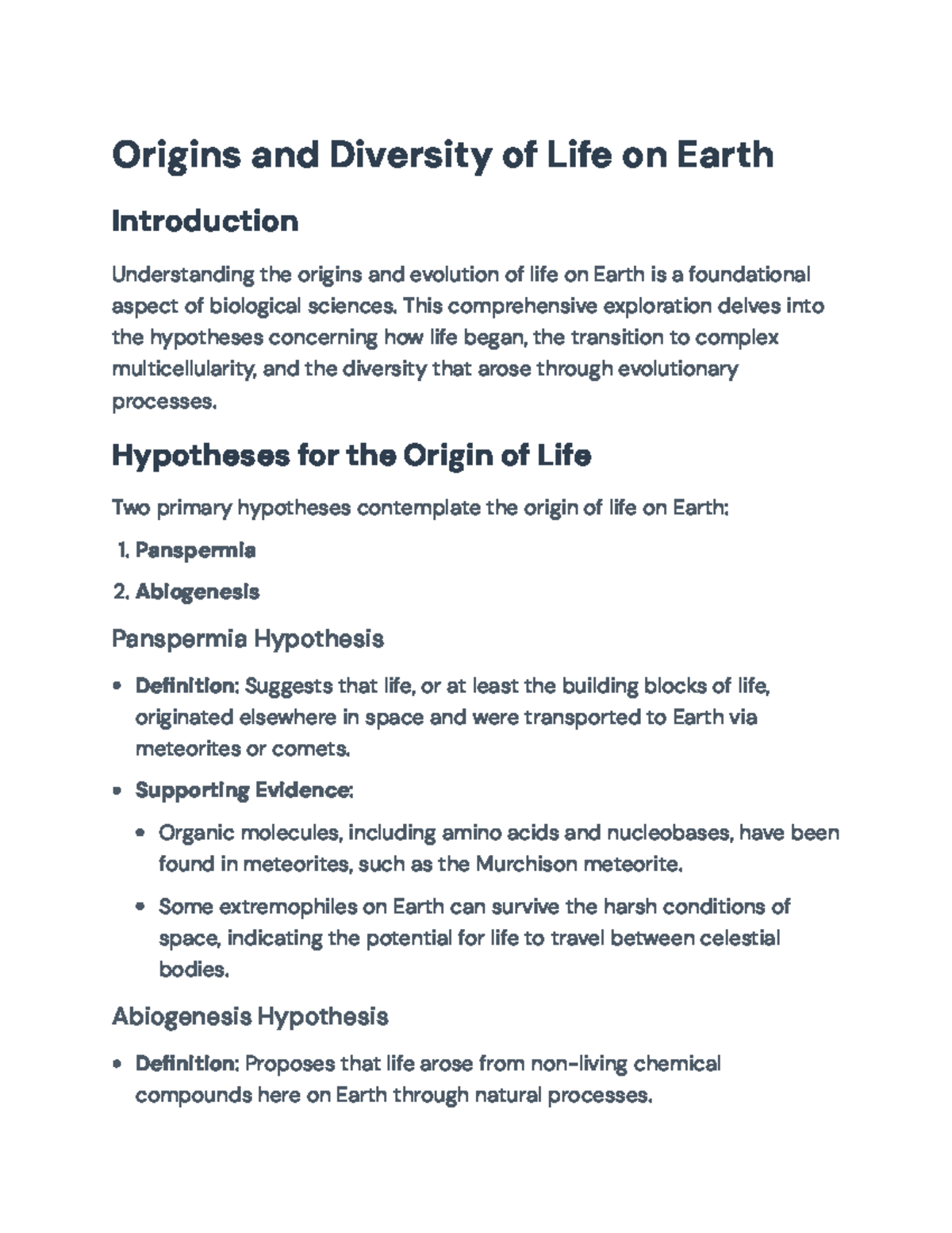 Origins and Evolution of Life on Earth: A Comprehensive Study - Origins ...