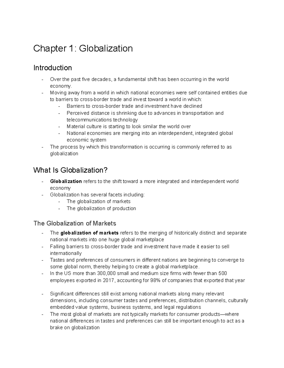 International Business (IB) Chapter Notes: Globalization Insights ...