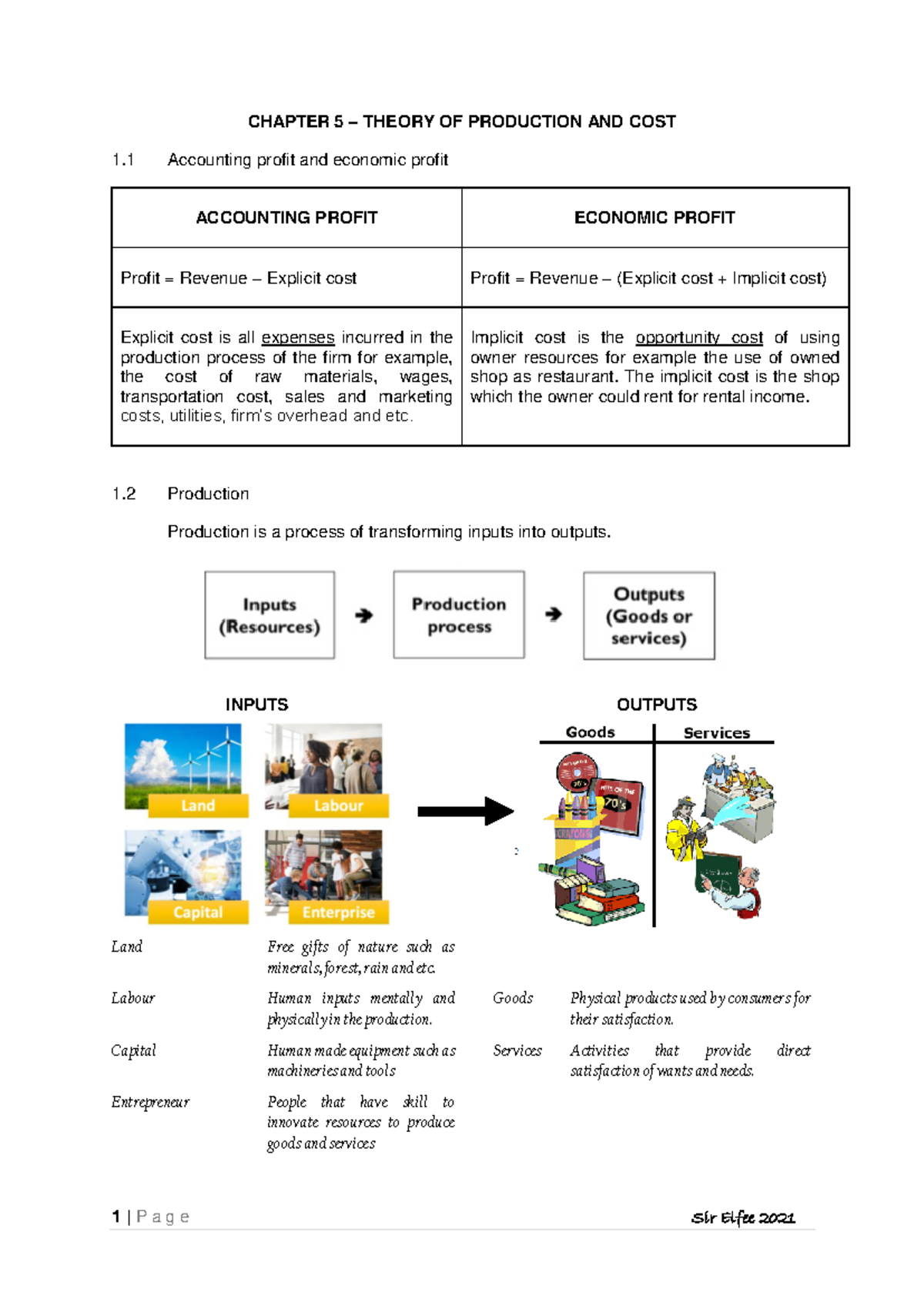 Chapter 05: Theory of Production and Cost - ECO120 Summary - Studocu