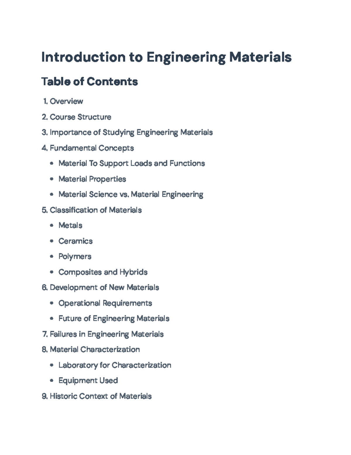 Engineering Materials Study Guide: Concepts, Classifications ...