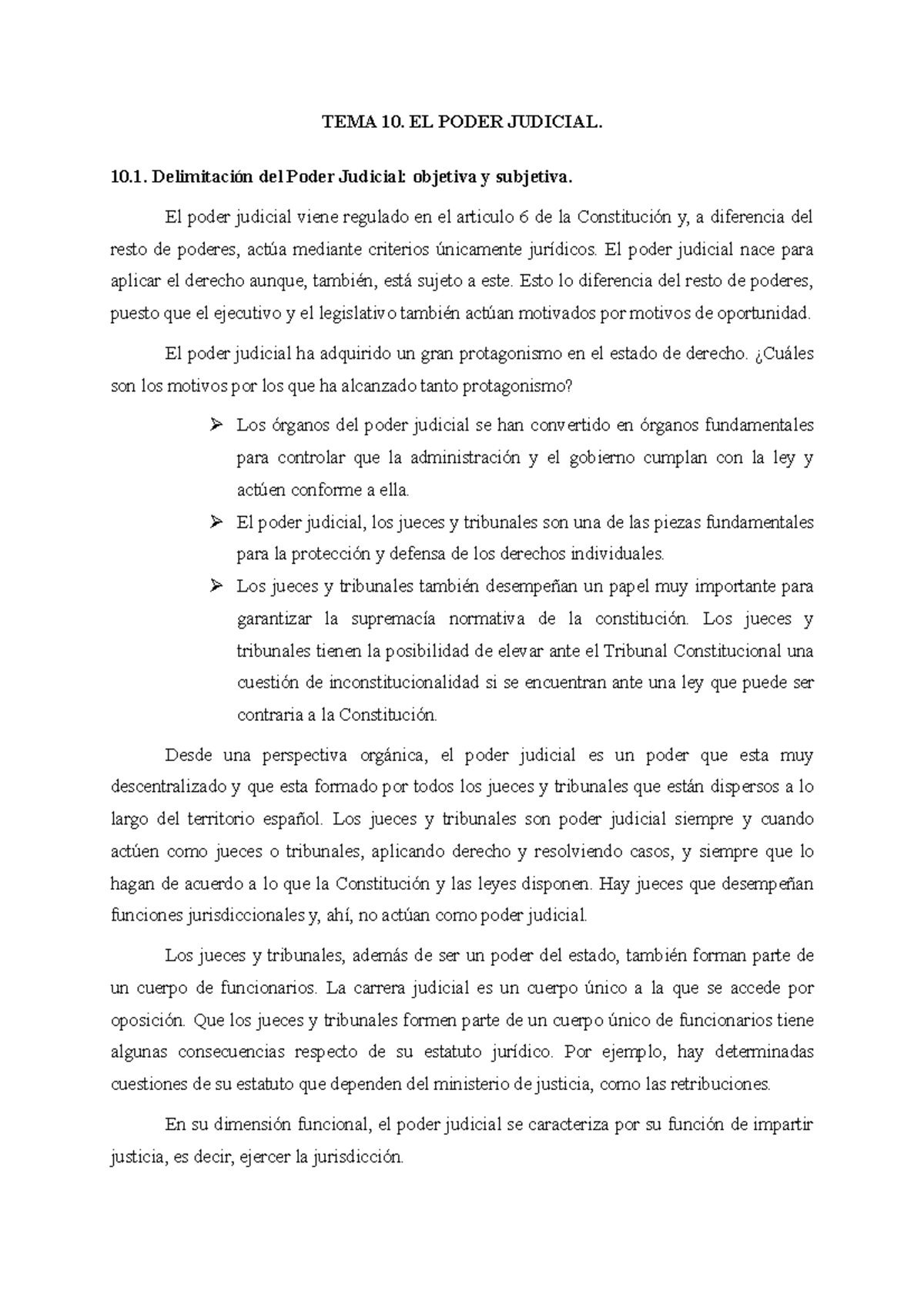 Wuolah free Tema 10 - consti - TEMA 10. EL PODER JUDICIAL. Delimitación del Poder Judicial ...