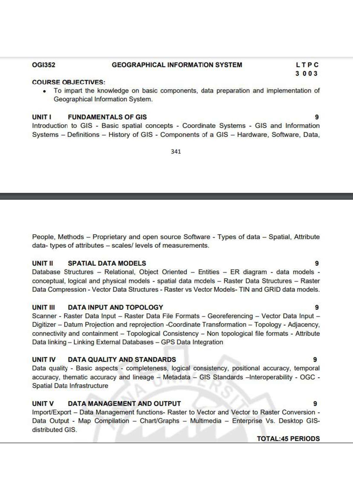 OG1352 Geographical Information System Syllabus & Course Overview - Studocu