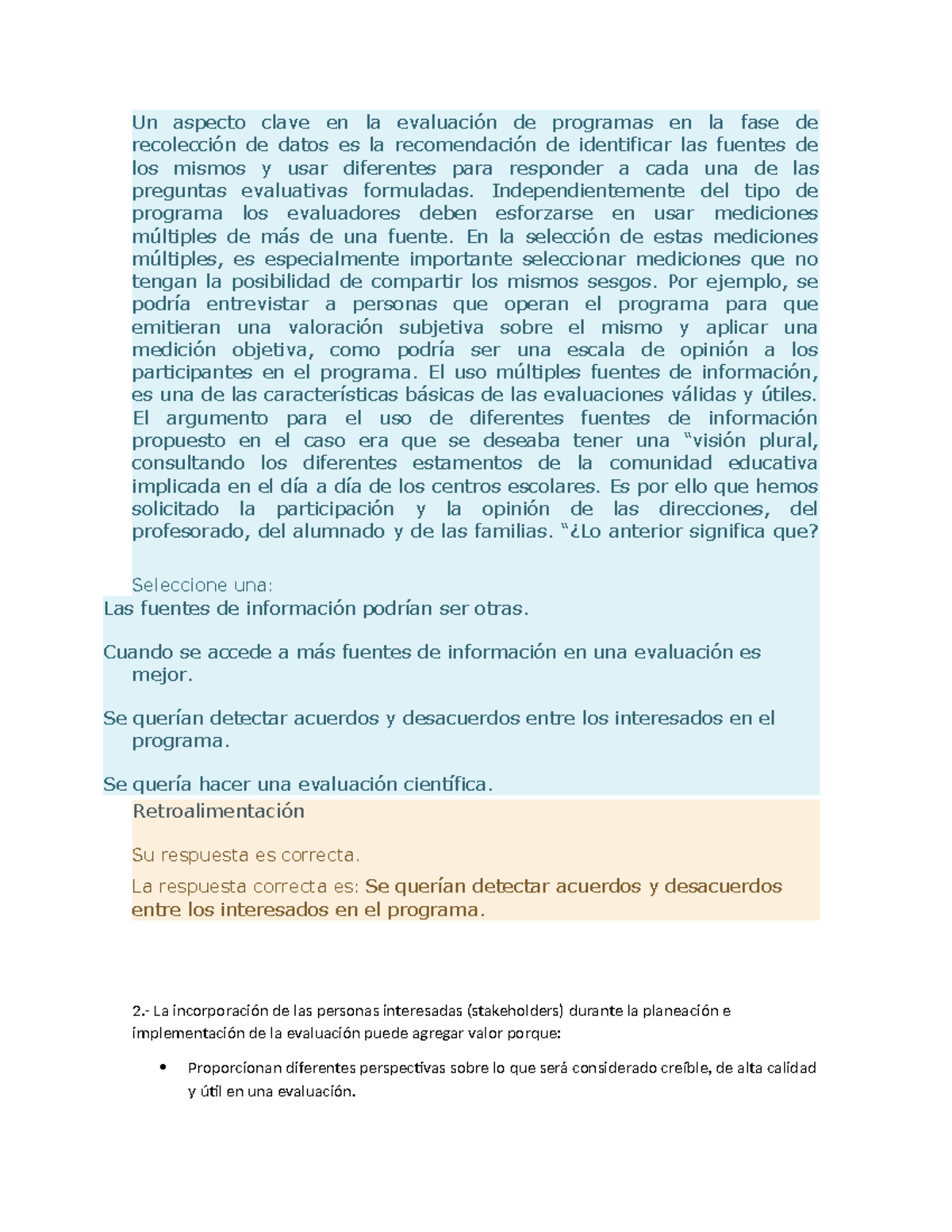 Examen Semana 2: Evaluación de Programas y Perspectivas Plurales - Studocu