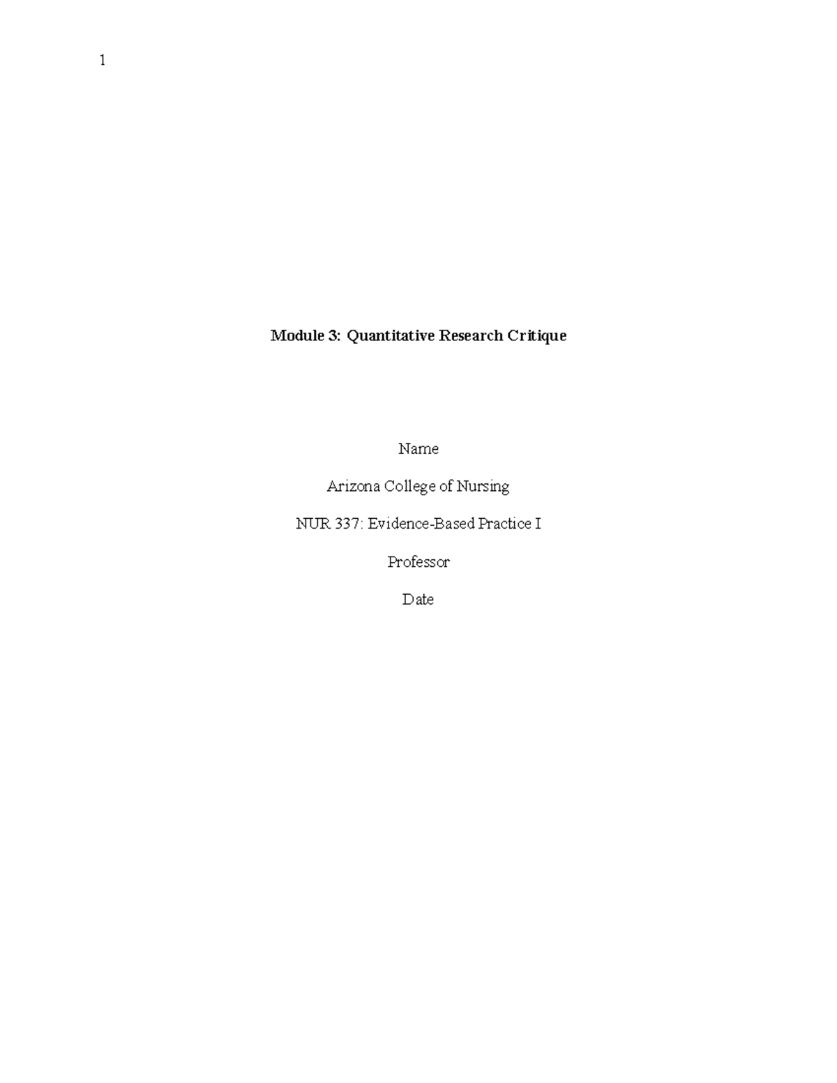 Module 3 - Quantitative Research Analysis - Module 3: Quantitative ...
