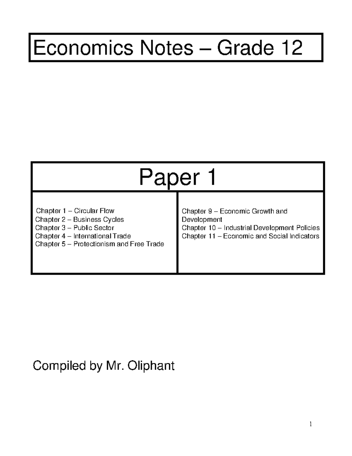 Grade 12 Macroeconomics Paper 1 Study Notes: Economic Models & Concepts ...