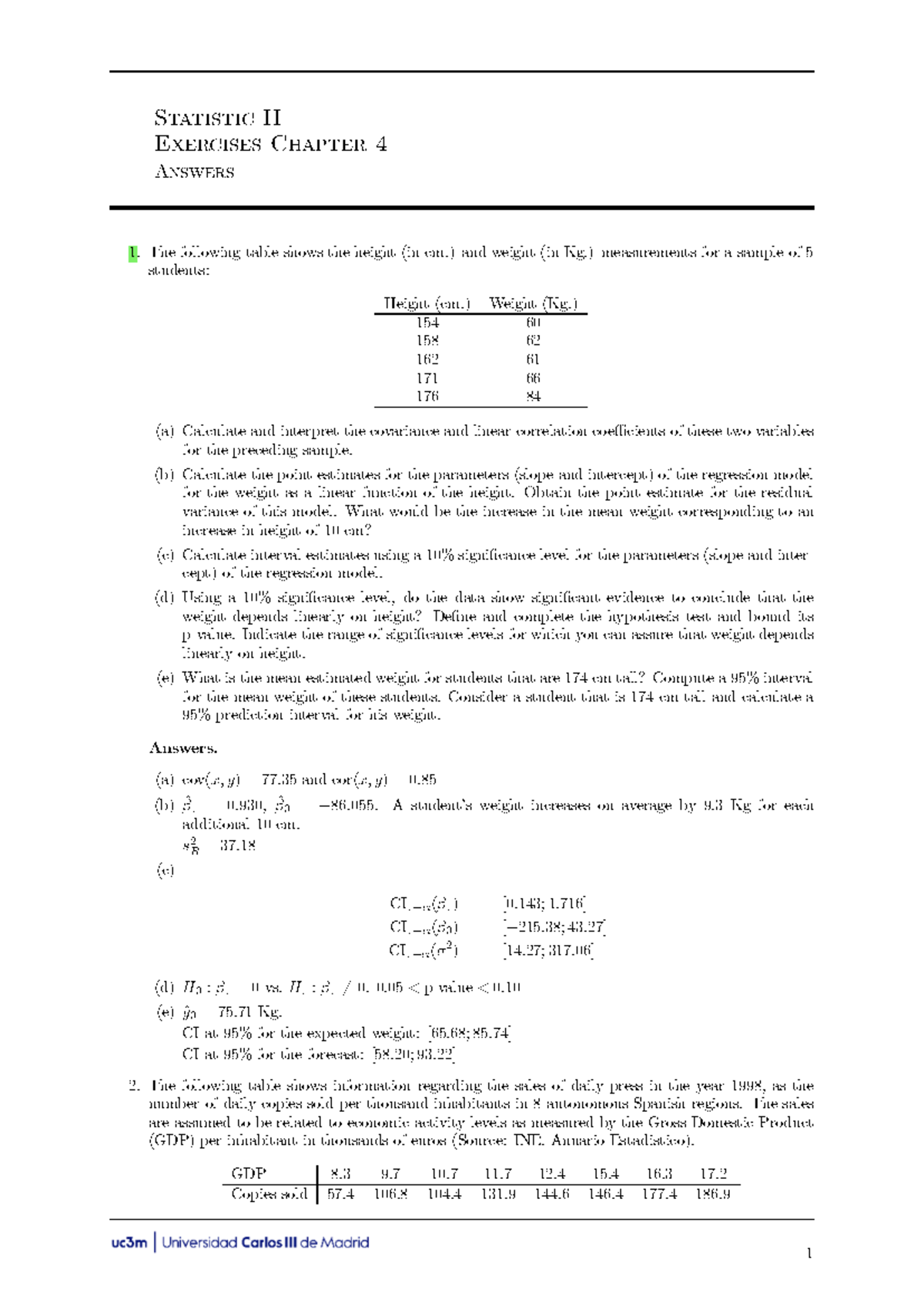 Statistics II Exercises T4 Solutions - Studocu