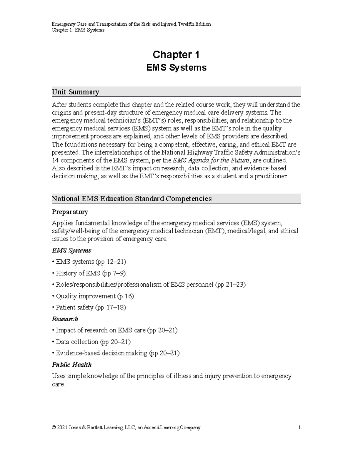 EMT 101 Chapter 1 Outline - Overview of EMS System Fundamentals - Studocu