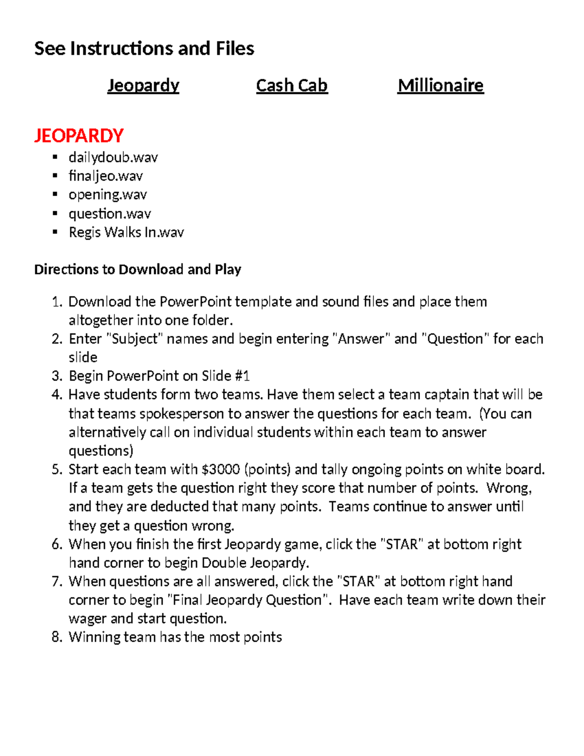 3 Game Instructions - Physical Education - See Instructions and Files ...